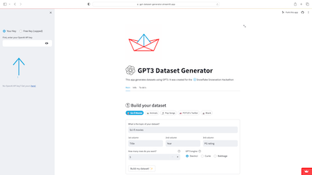 streamlit example app