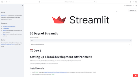 streamlit example app